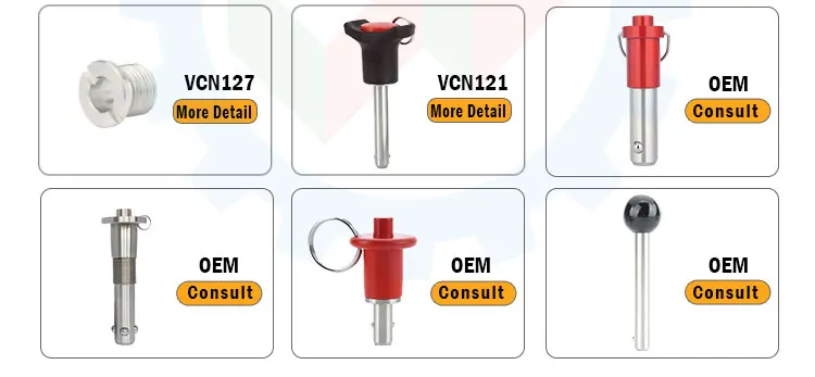 Quick Release Ball Lock Pin - Stainless Steel & Cable Lanyard