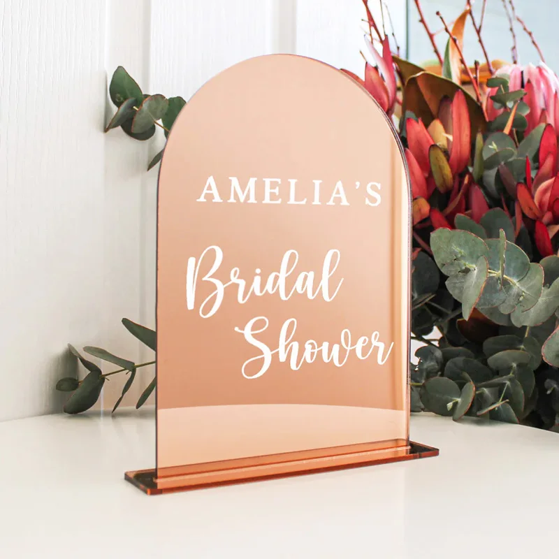 Mirror Arch Acrylic Table Sign Rose Gold Acrylic Arch Sign Tabletop ...