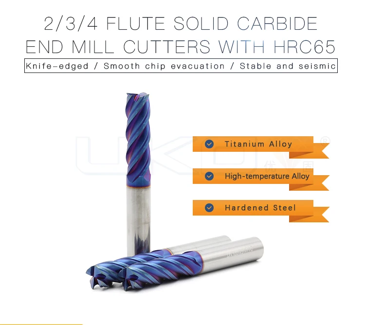 Cnc Milling Cutter Hrc65 Altisin Nano-blue Coating Solid Carbide ...
