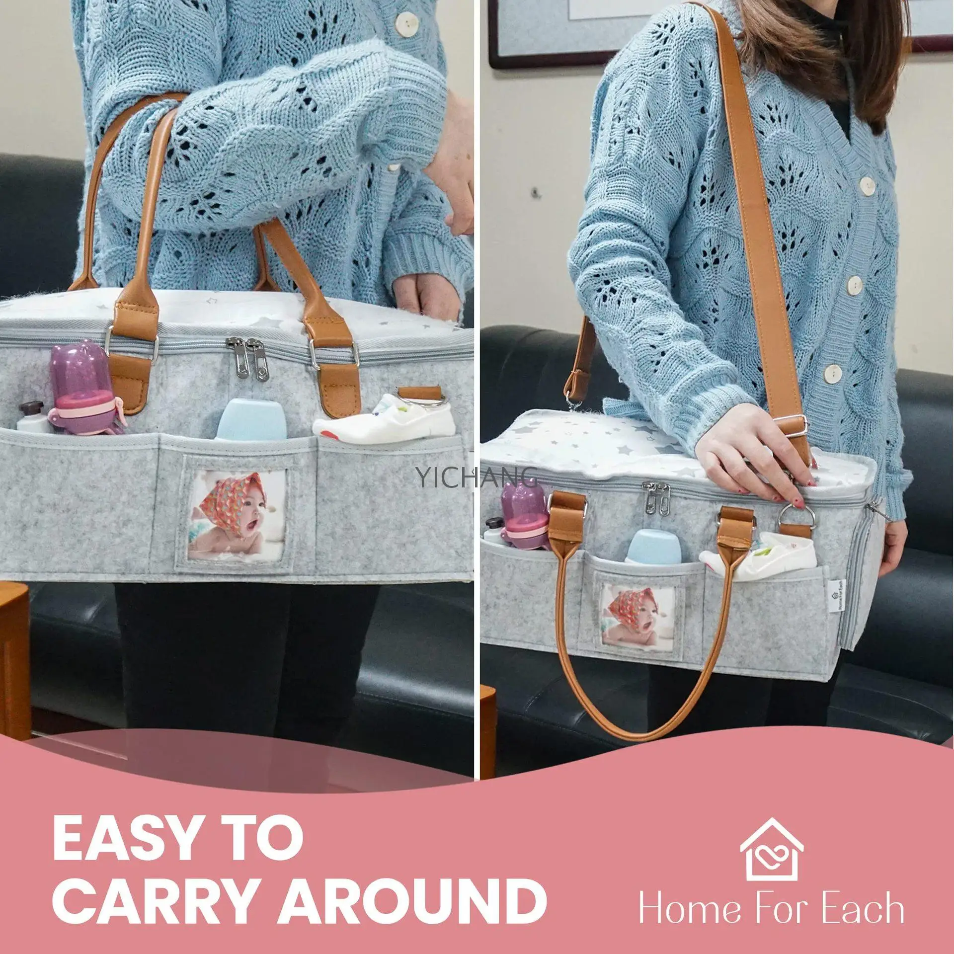 Hot Sale Portable Diaper Caddy Storage Bag With Zip-top Cover Travel ...
