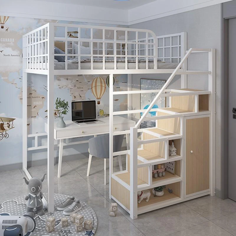 Wrought Iron Double Loft Duplex Bed - Space-Saving Design