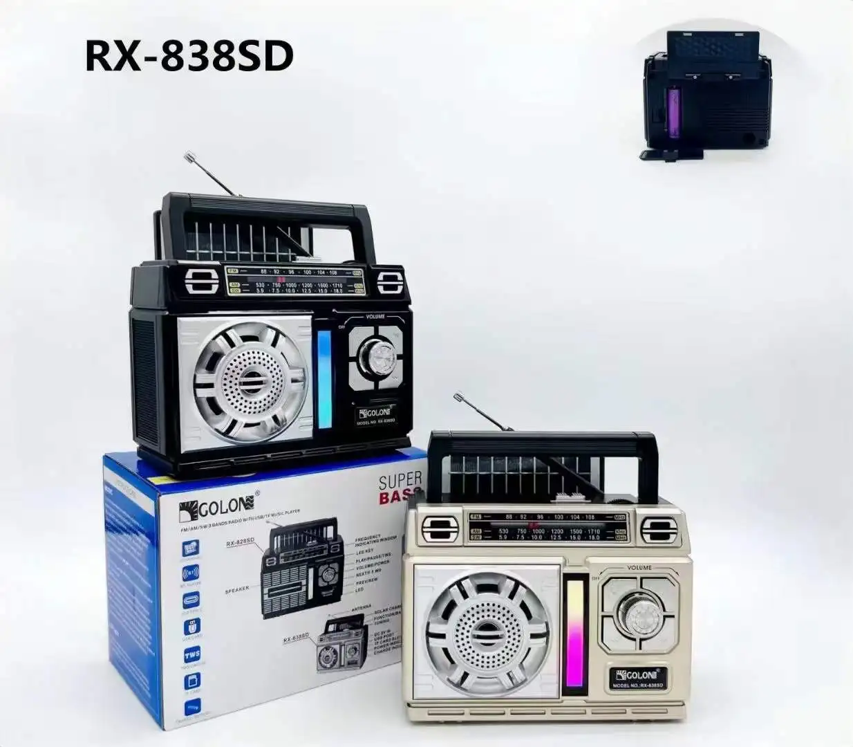 GOLON RX-838SD Wholesaler Factory True Stereo Am/fm/sw 3 Bands Solar ...