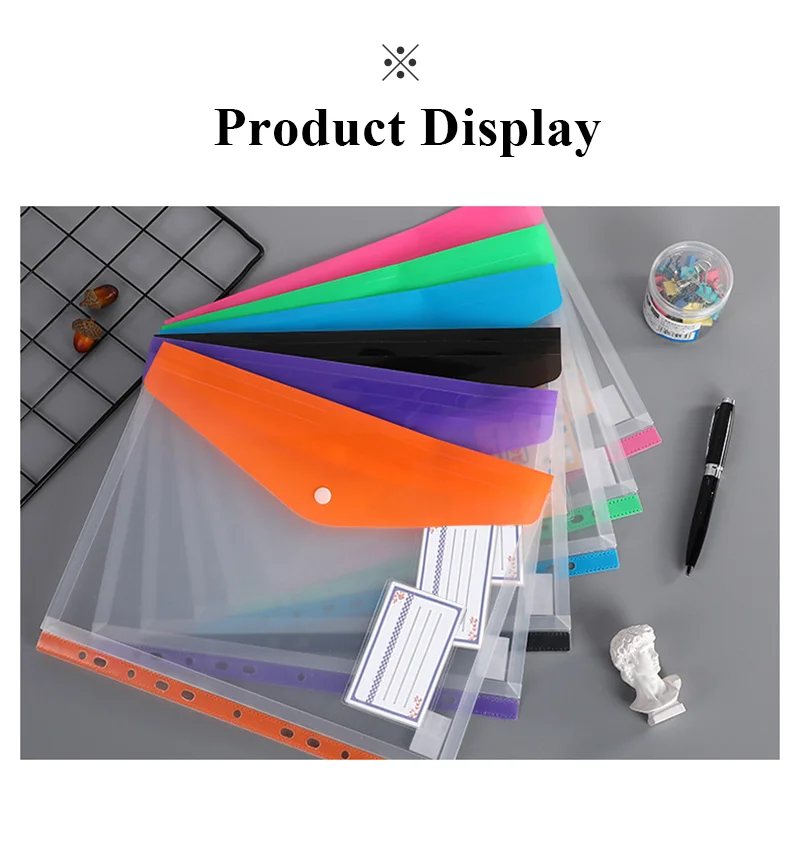 11 Holes Binder File Folders Letter Size Snap Button Pouch 6 Colors ...