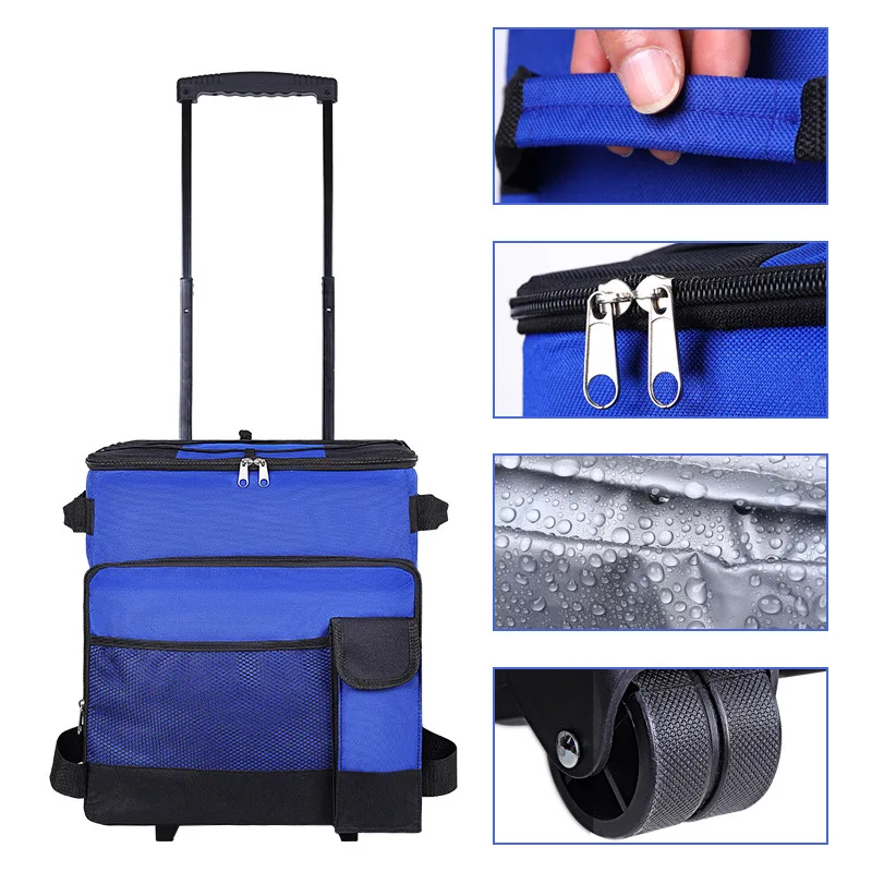 Large Capacity Polyester Pull Rod Tugboat Ice Cooler New Thermal ...