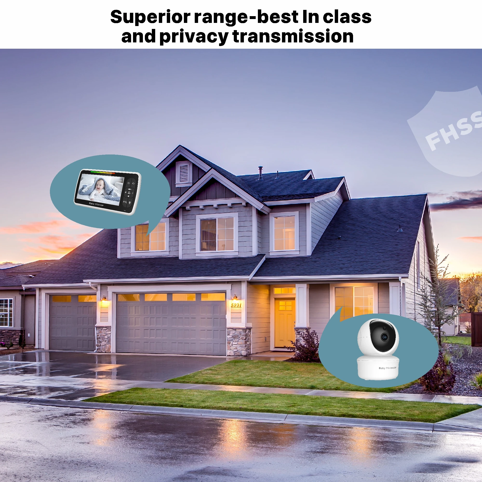 QZT Wifi Baby Monitor Camera Baby Pet Monitors Two-way Audio Security ...