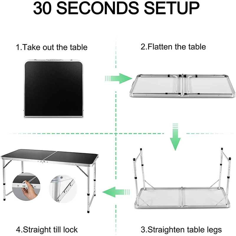 Aluminum Height Adjustable Lightweight Desk Foldable Camping Table ...