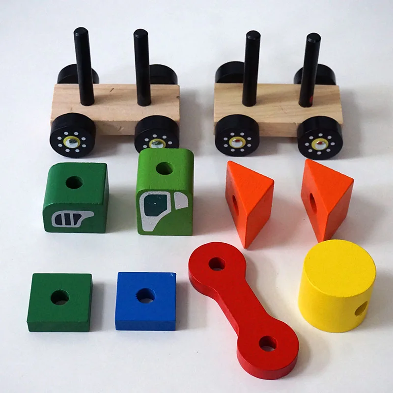 Wooden Stacking Building Blocks Educational Building Puzzle Baby Boys ...