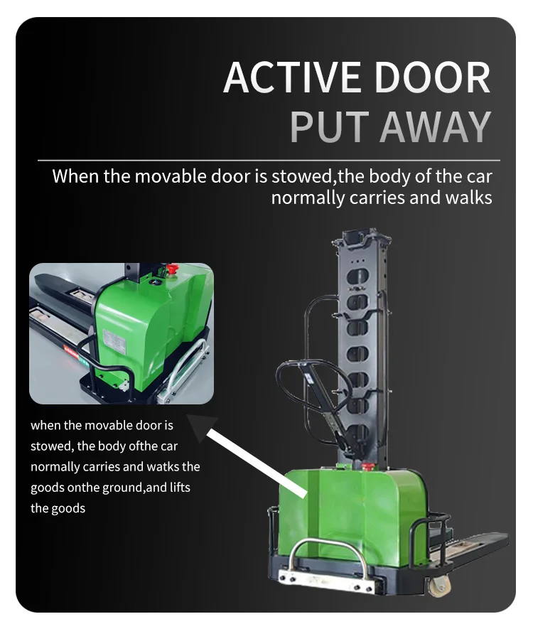 1T 2T HUGO Mini 1000kg 2000kg Lift Forklikft Self-loading Semi Electric ...