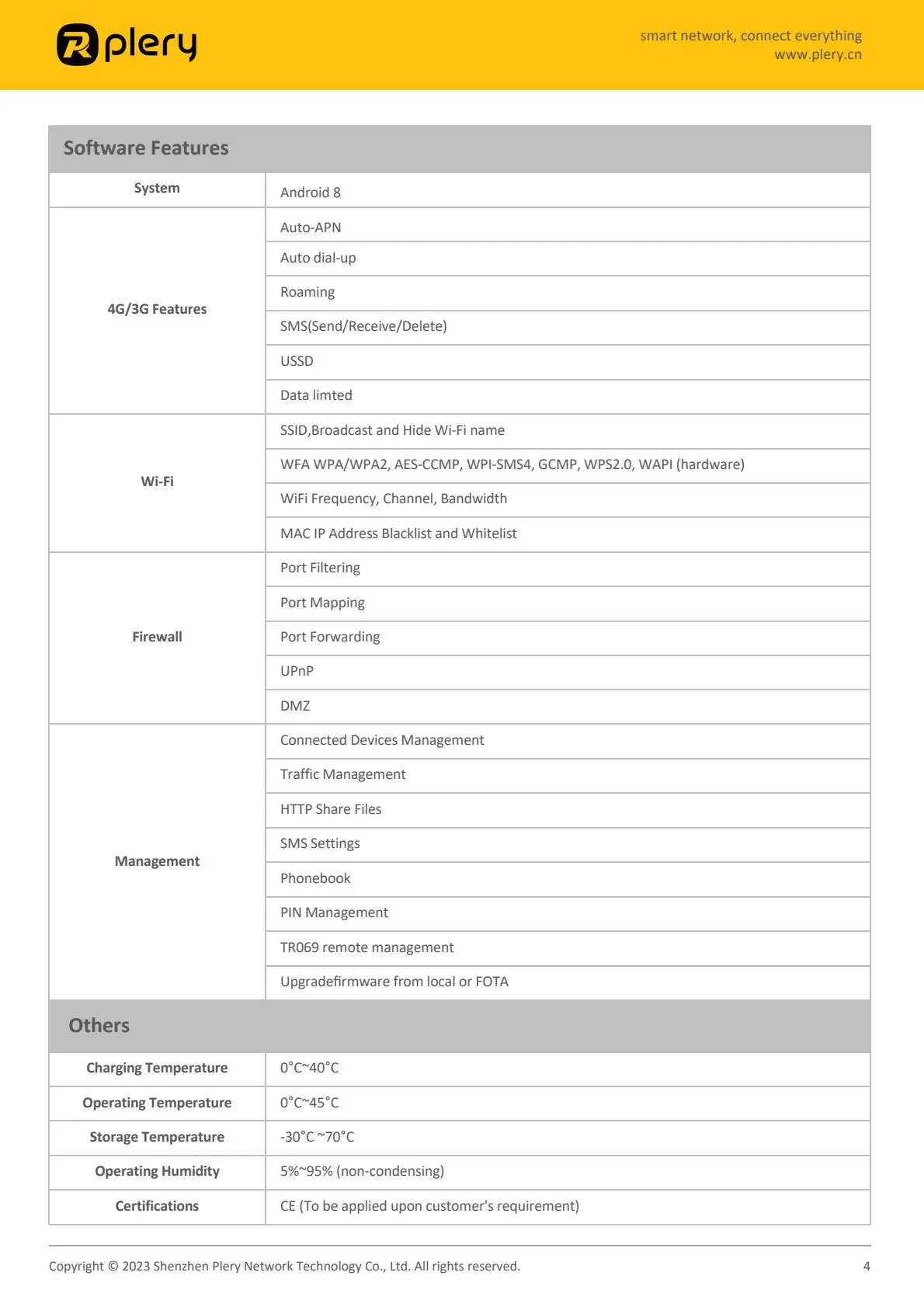 High Speed Outdoor 4G Mobile Wifi - Plery M305 Hotspot