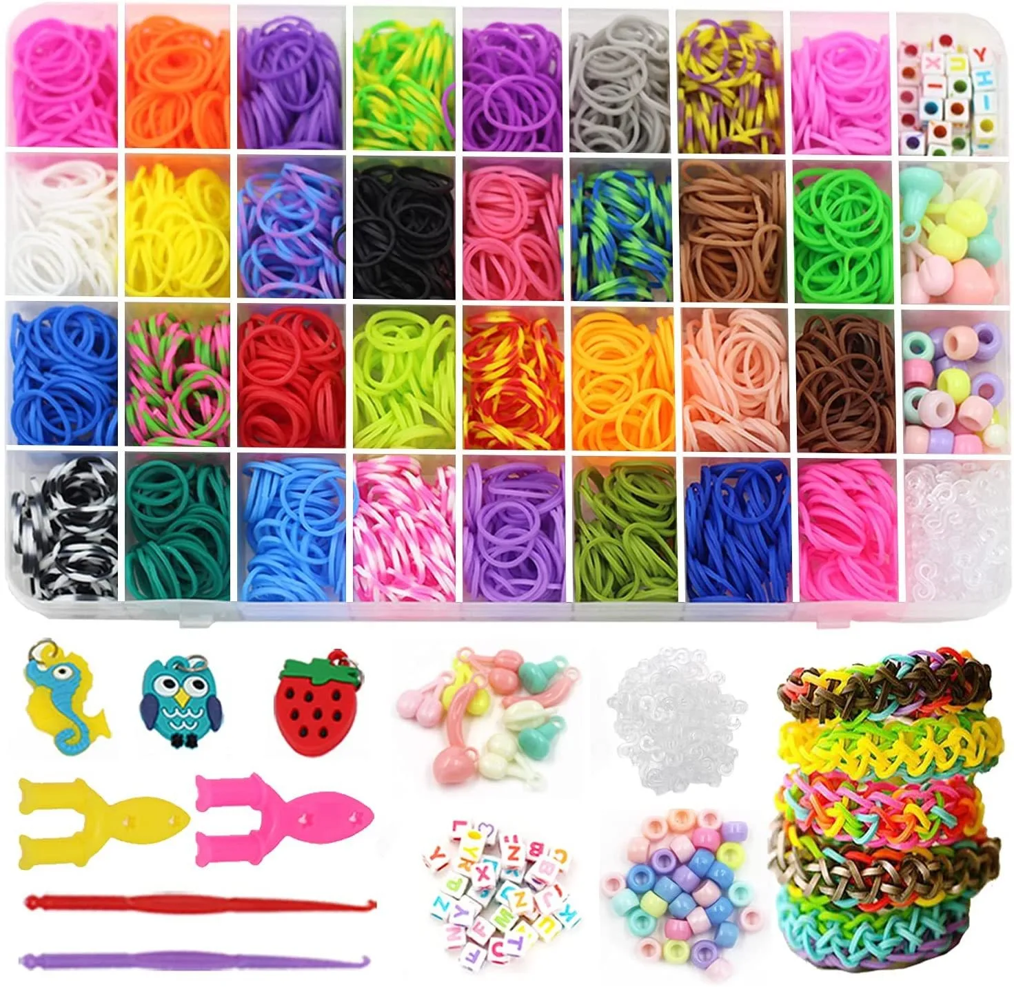 32 Grid Rainbow Rubber Band Handmade Weaver Diy Colorful Rubber Band ...