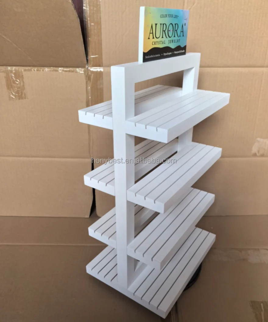 Double Sided Display Stand - Rotating Wood Rack for Jewelry