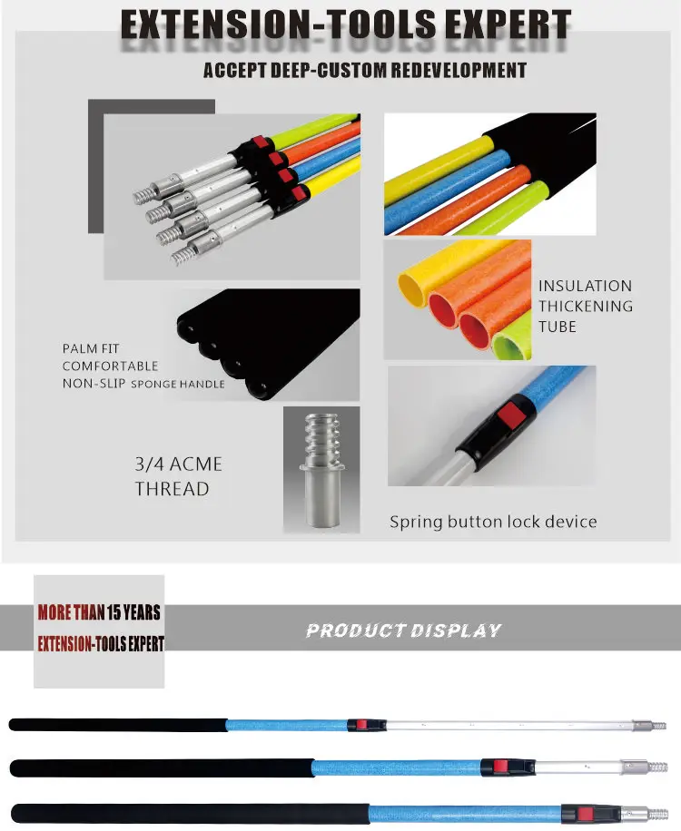 Fiberglass Spring Button Lock Telescopic Pole Extension