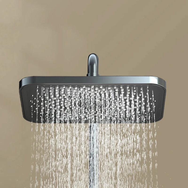 Dqok Black Gun Gray Copper Piano Shower Set 4 Functions Rainfall Shower ...