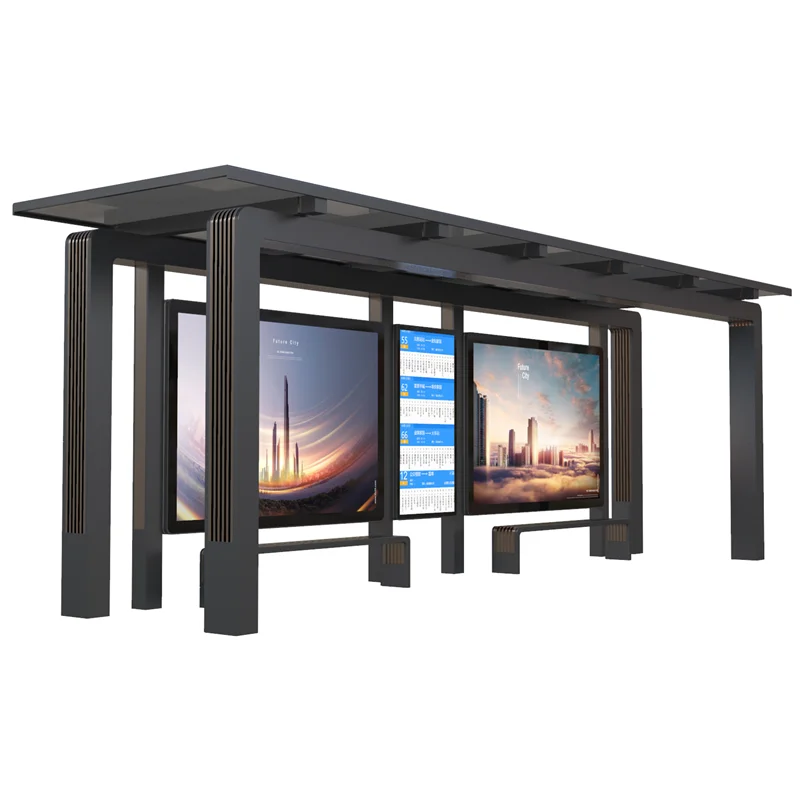 Outdoor Solar Panels Smart Bus Stop Shelter Station 50 Meters Bus ...