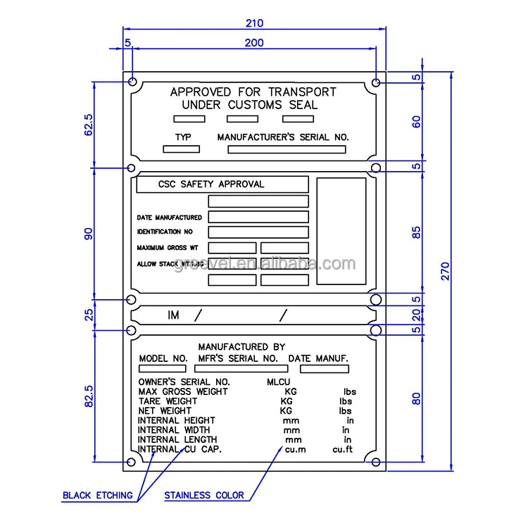 Greevel Stainless Steel Iso Shipping Container Csc Plate - Buy Csc ...
