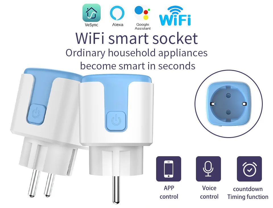 Smart Wifi Socket With Timer,Plug With Alexa&google Voice Control ...