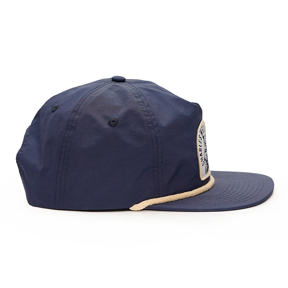 Custom 5 Panel Woven Patch Logo Unstructured Navy Blue Snapback Hats ...