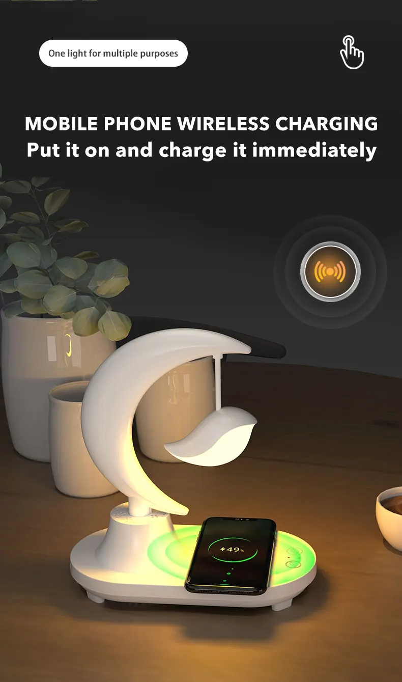 7 Color Rgb Light Night Wireless Charger Music Boxes Bluetooth Speaker ...