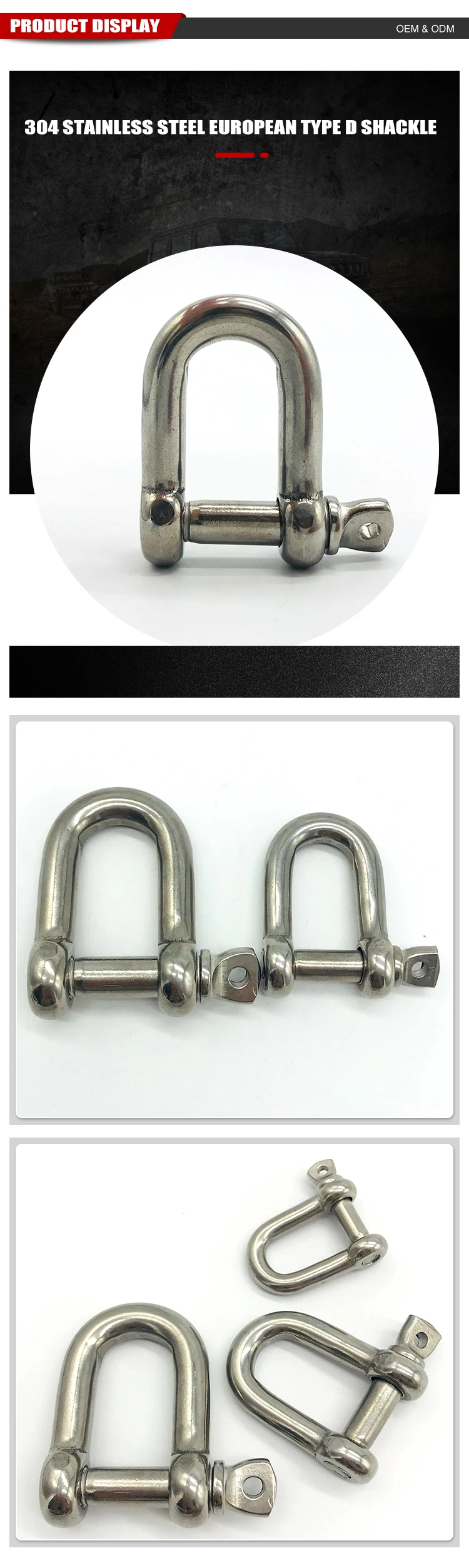 D Shackle Bow Shackle Rigging Shackle Sliver 304/316 Stainless Steel Galvanized M12 Precision ...