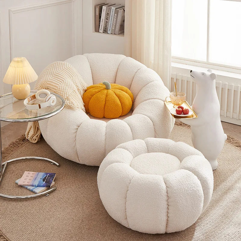 ATUNUS Pumpkin Shape Single Plush Sofa - Modern Comfort