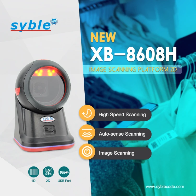 Syble Xb 8608h Rs232 Auto Scan Desktop 2d Barcode Scanner With Long ...