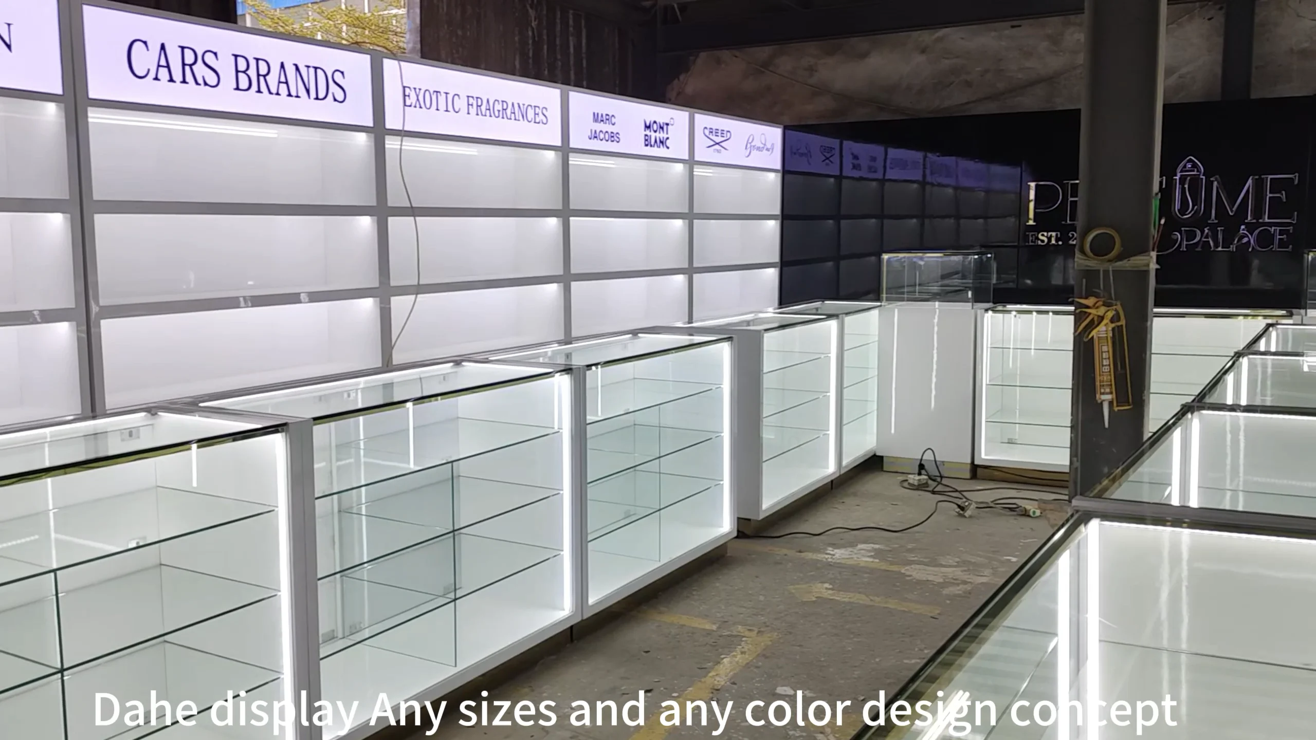 Custom Cosmetic Product Display Showcase With Led Lights Decorative ...