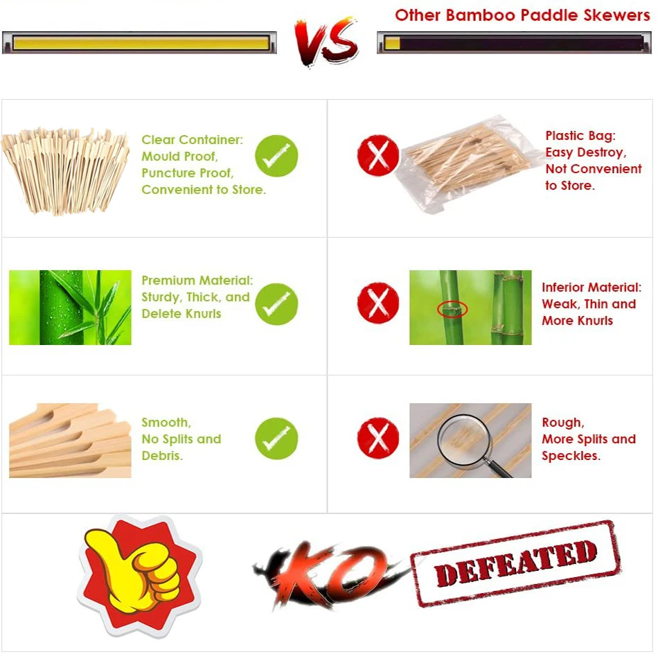 Eco-friendly Bamboo Paddle Teppo Picks Square Bbq Skewers With Custom ...