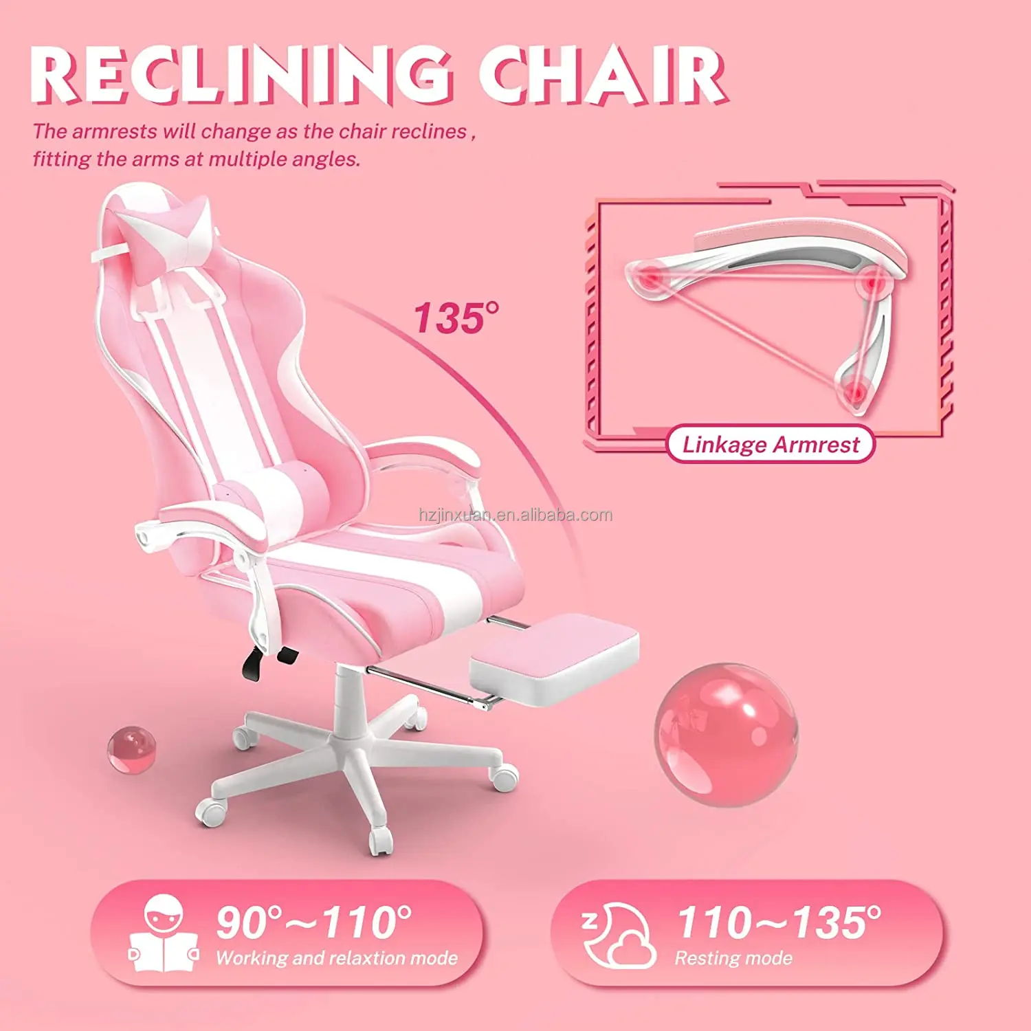Cheap Pink Cute Kawaii Gaming Chair Rabbit Ears Office Computer Chair ...