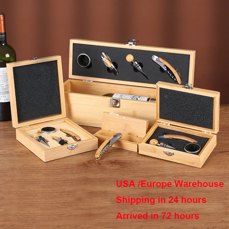 Customized Wholesale Wine Gift Set - 5 Piece Bamboo Accessories
