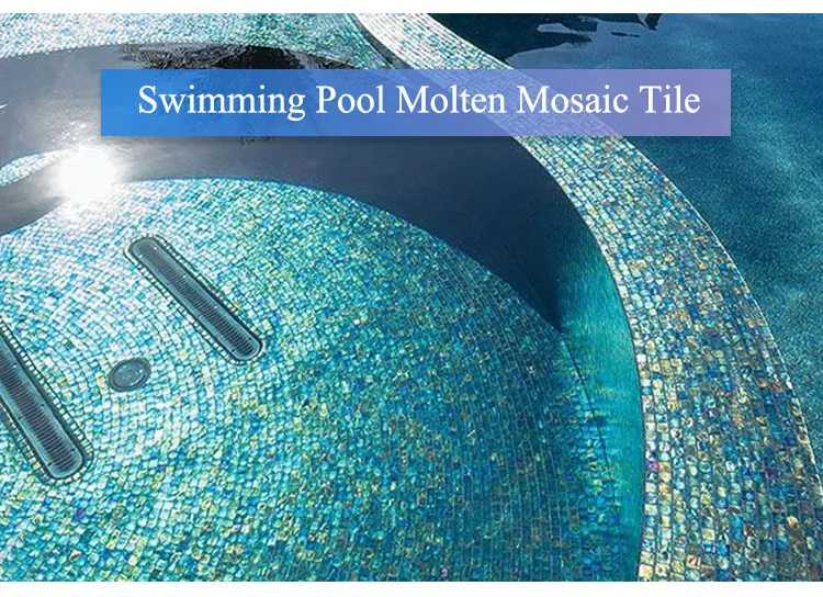 Swimming Pool Turquoise Glass Mosaic Tiles - Iridescent Aqua Blue for ...