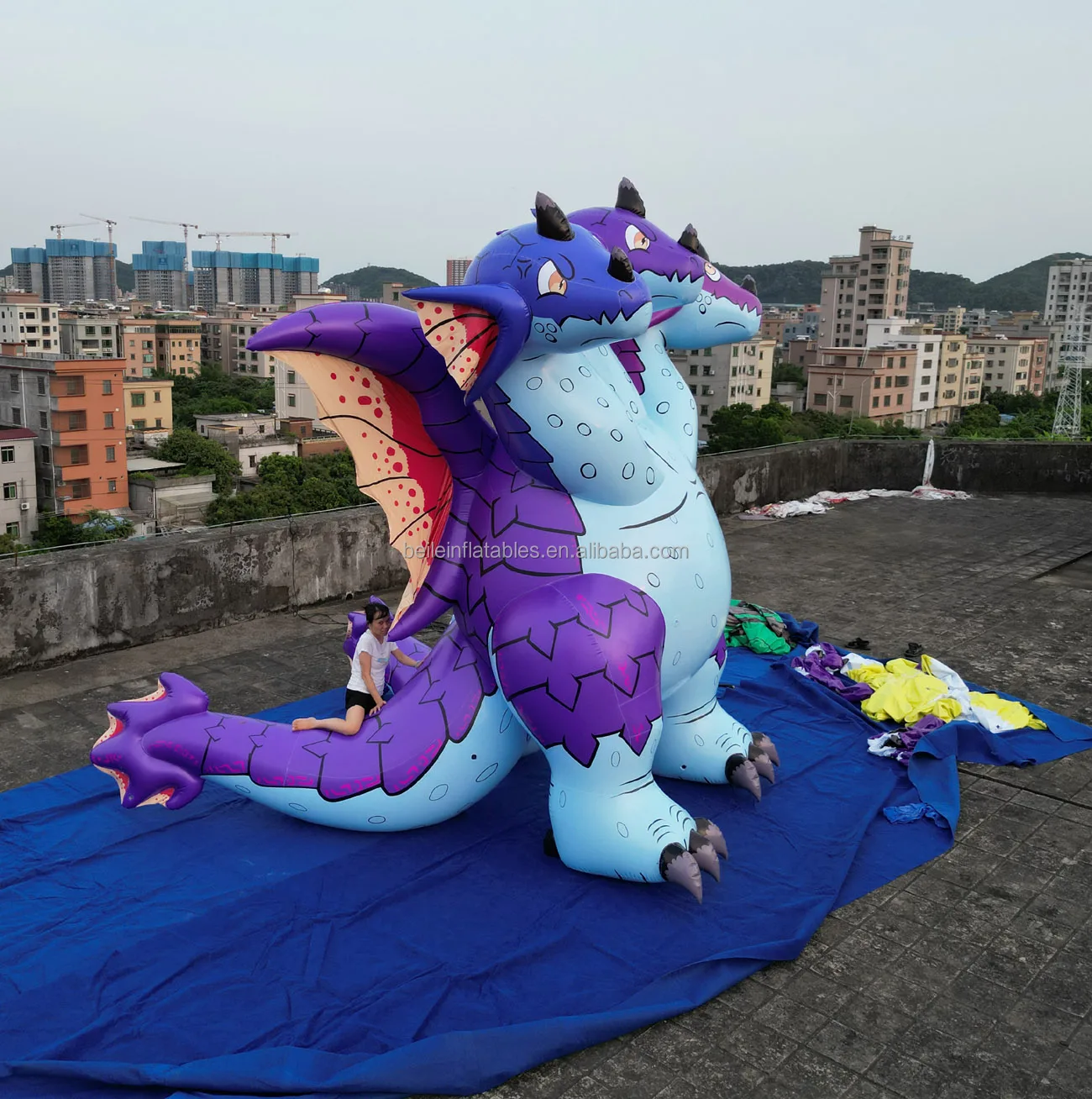 Beile Custom New Soft Material Inflatable Three-Heads Dragon for Sales