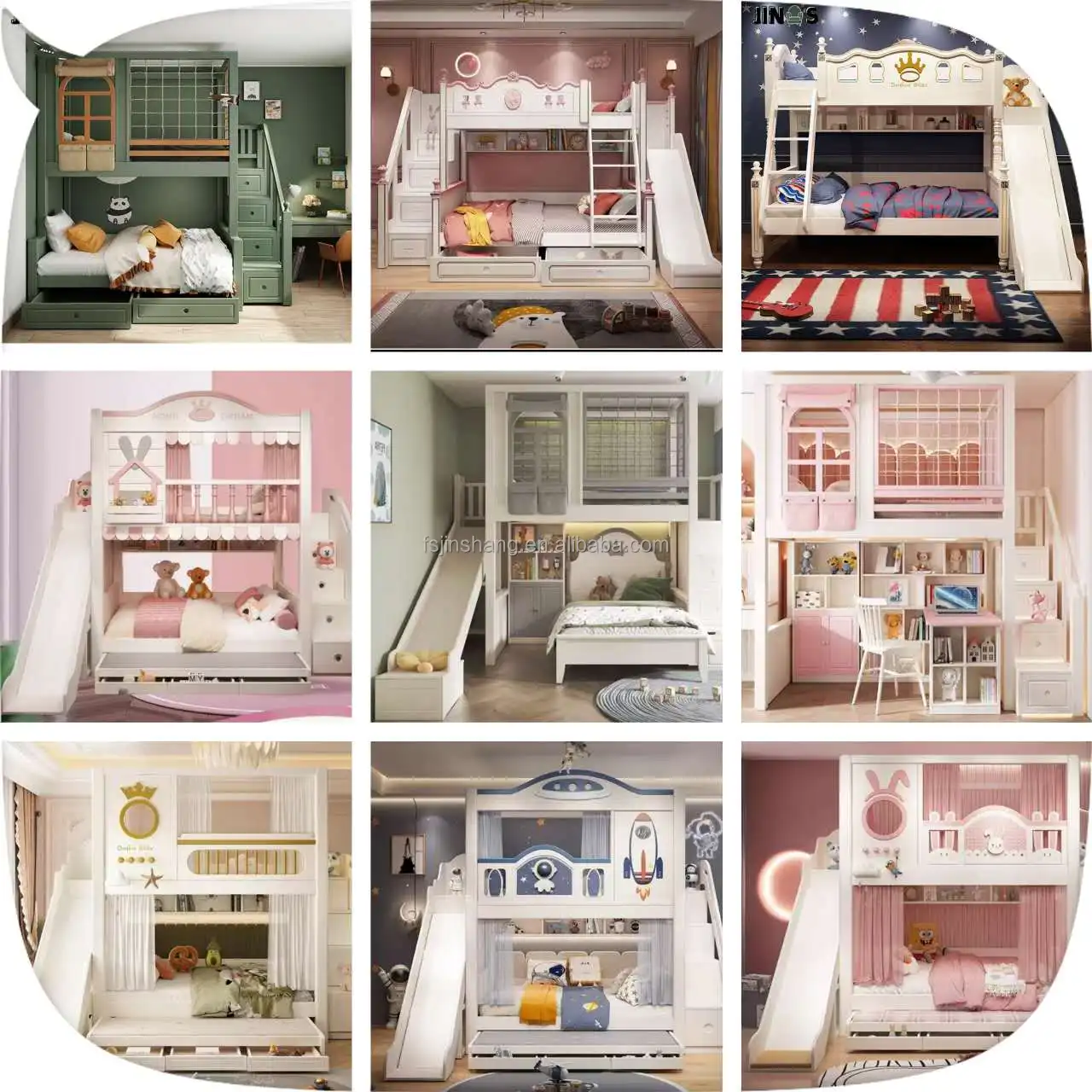 JS FURNITURE Kids House Bunk Beds - Durable & Fun Design