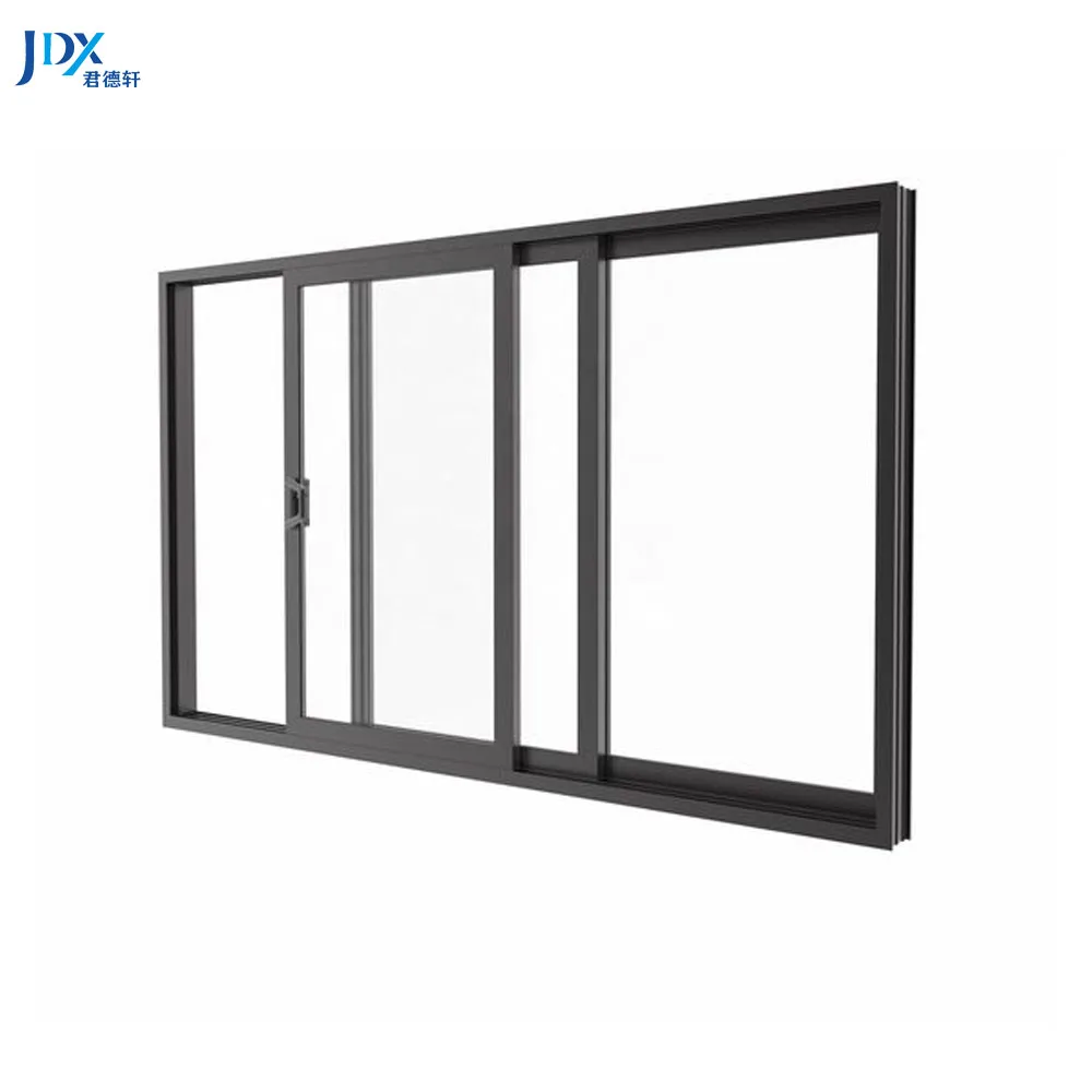 Modern Balcony Black Aluminum Sliding Windows Aluminium Plexiglass ...