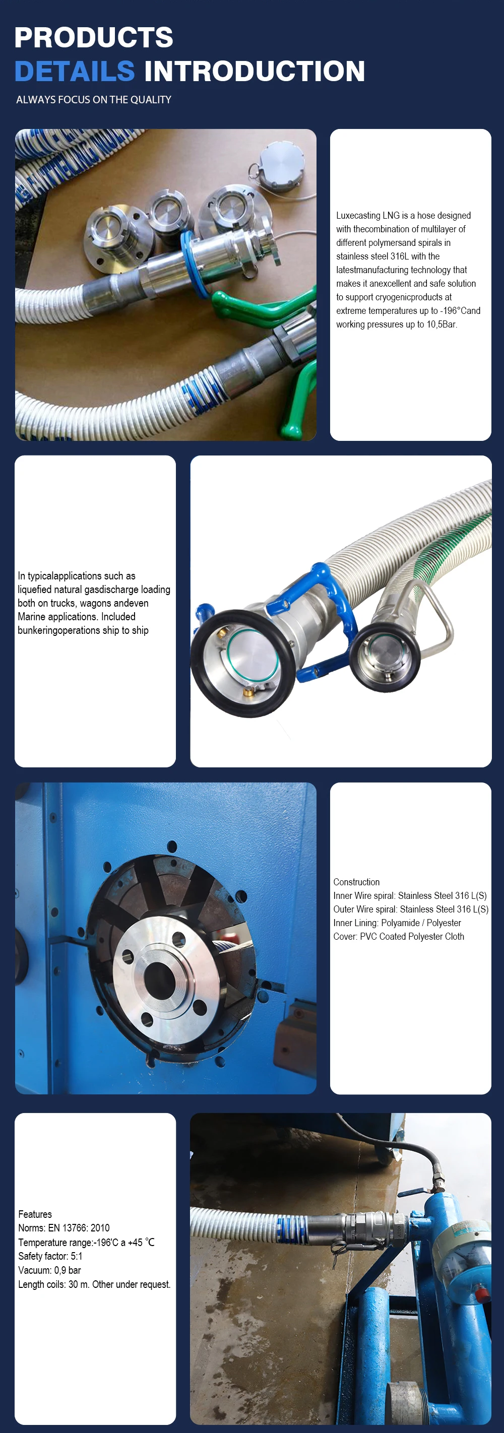 Composite Hose EN13766:2010 DNV Type STS Cryogenic LNG Pipe Fittings ...