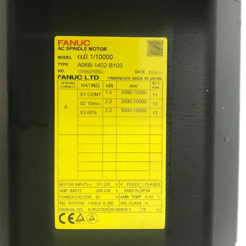 Động Cơ Trục Chính Xoay Chiều A06B-1402-B100 Đã Thử Nghiệm Fanuc - PHỤ ...