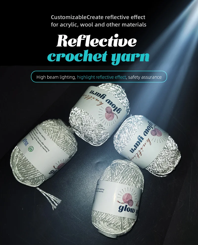 Comfortable Reflective Crochet Yarn Anti-pilling Anti-breaking ...