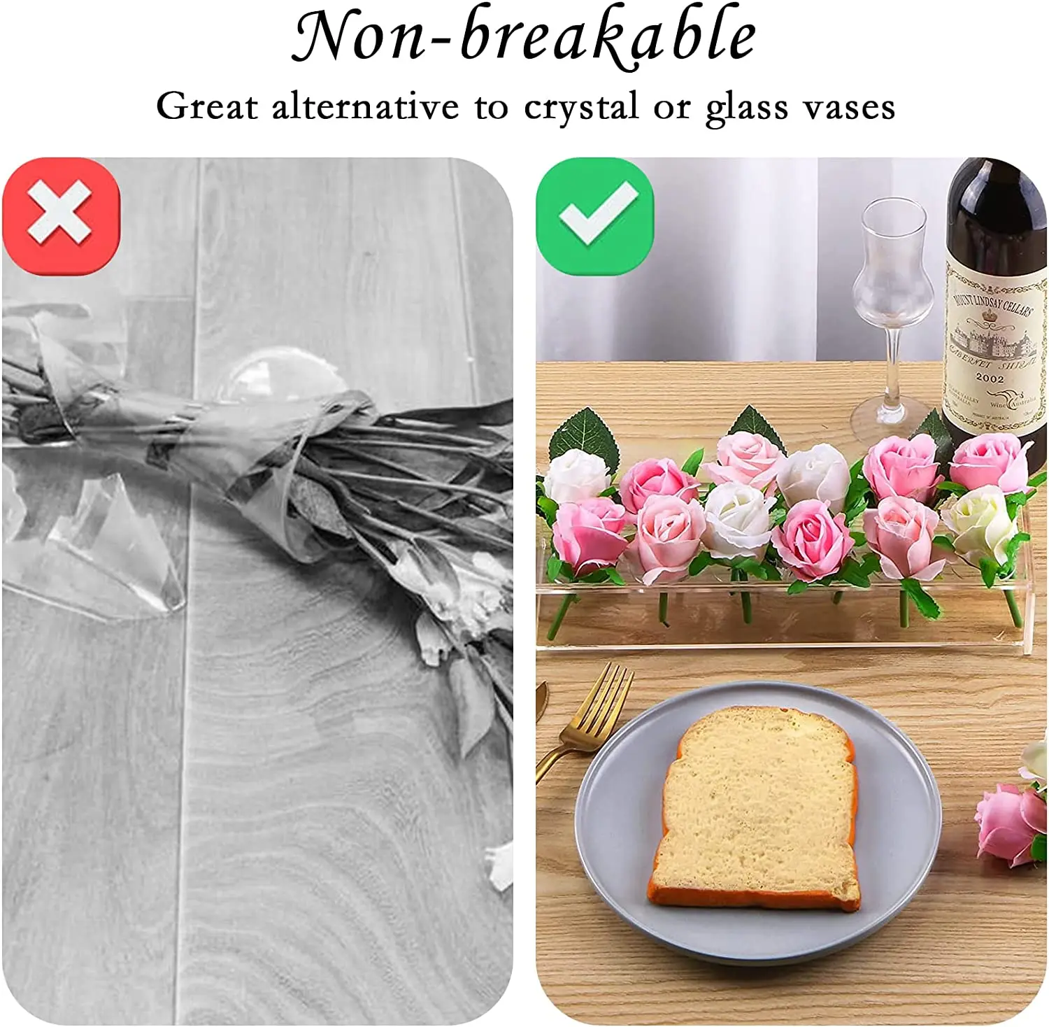 Modern Clear Rectangular Acrylic Modern Vase Rose Floral Vases Flower ...