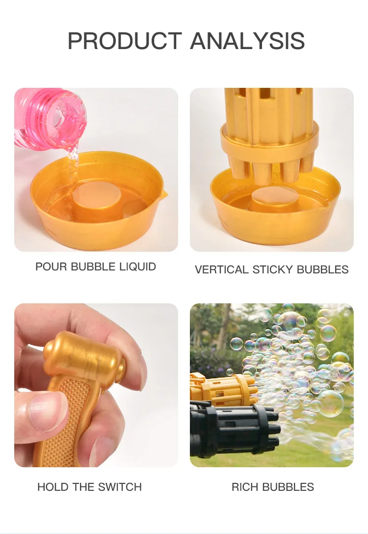 8 Hole Hole Huge Bubble Launcher Gun Summer Outdoor Electric Automatic Gatling Bubble Machine ...