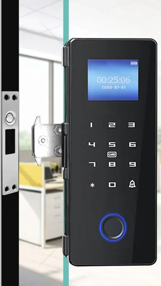 Office Safety Glass Door Lock Fingerprint Password Wireless Office ...
