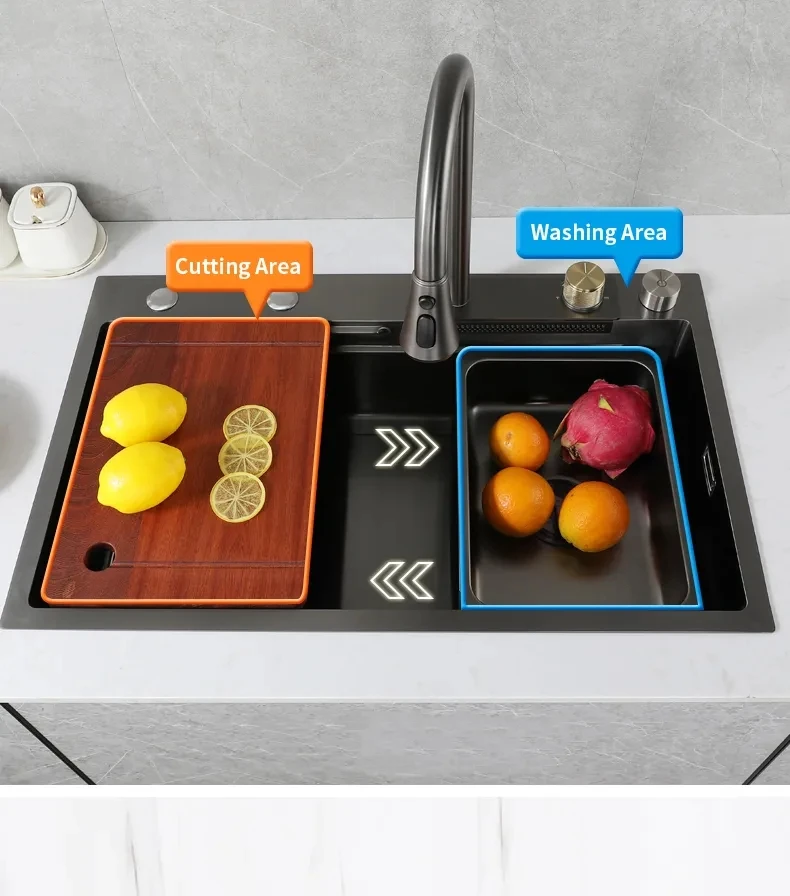 Modern New Design Black Nano Kitchen Sinks Undermount Stainless Steel ...