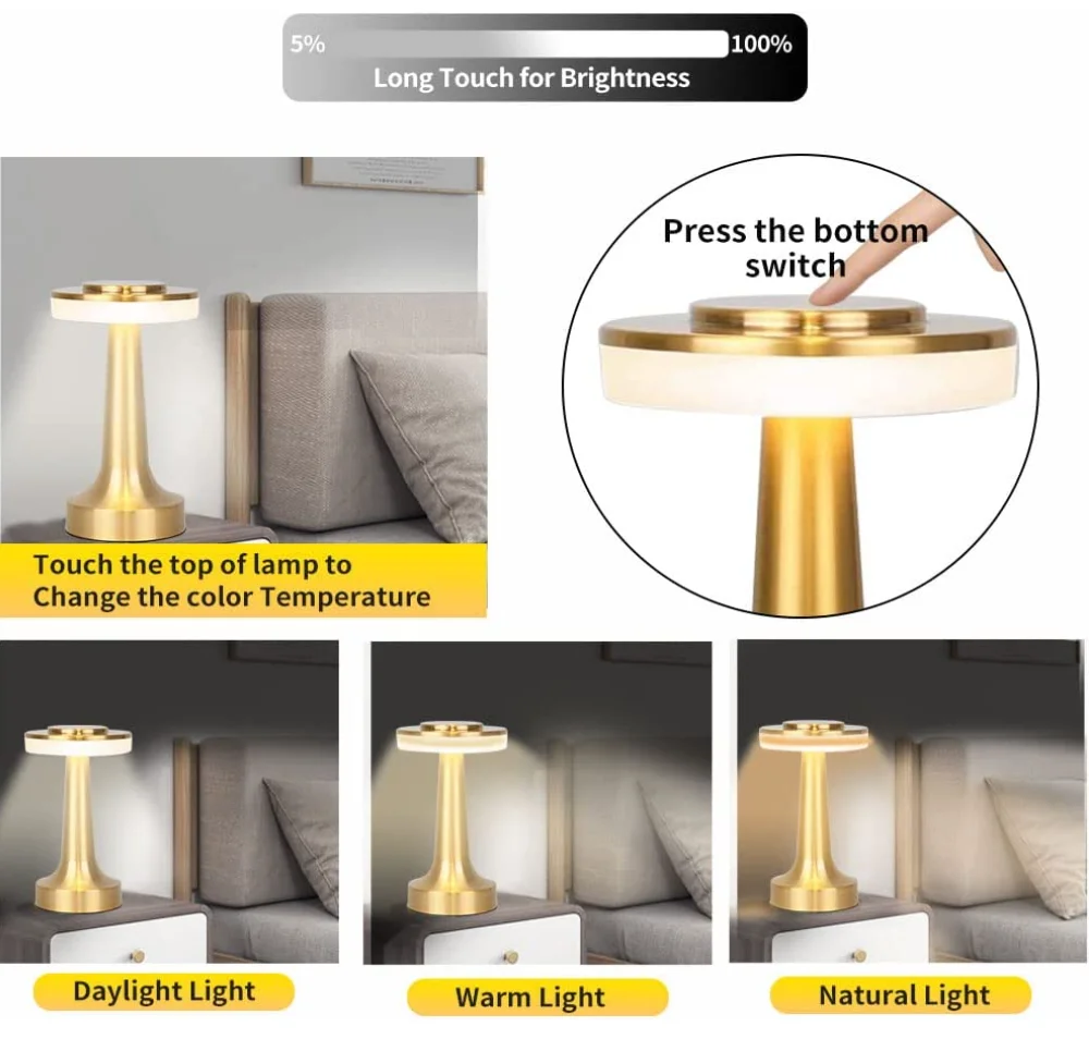 Retro Bar Table Lamp with Touch Sensor LED for Night Lights