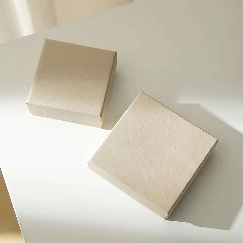 Luxury Jewelry Box Small Square Rigid Dull Polish Apricot Gray White ...
