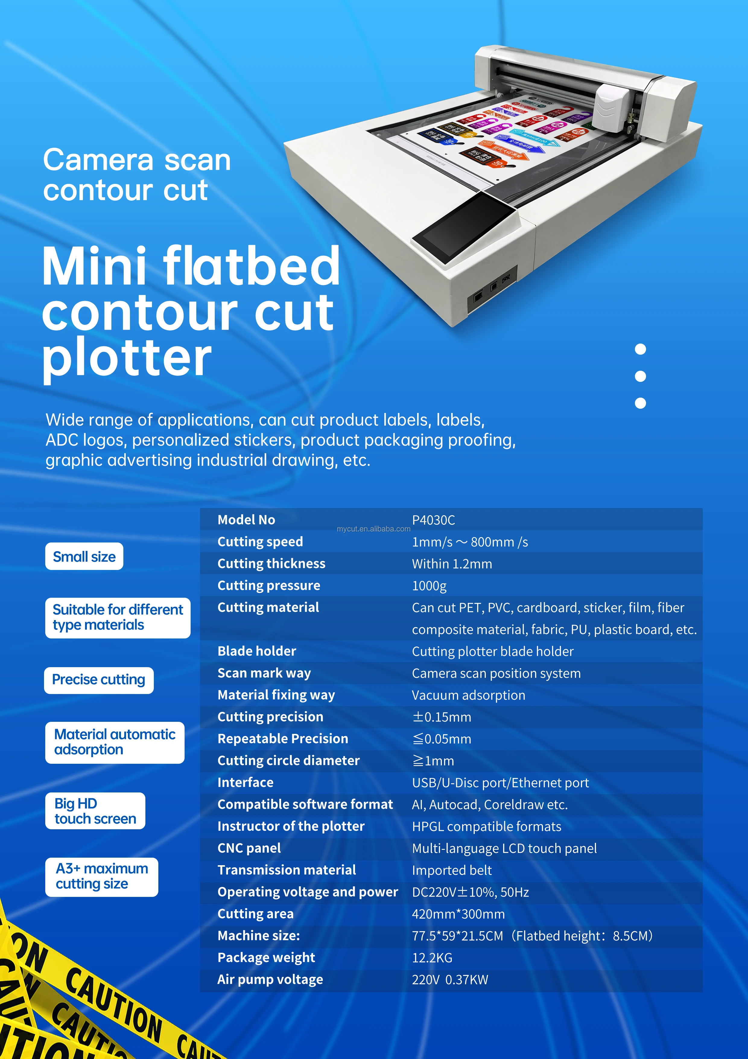 MYCUT A3 Size Contour Cut Mini Flatbed Cutting Plotter
