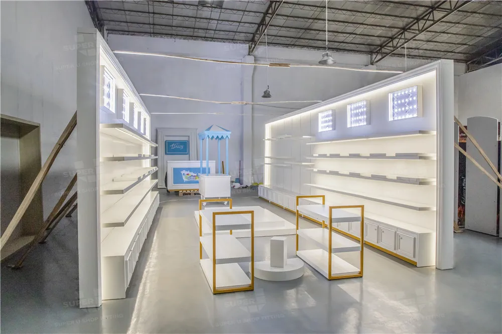 White Wood Shelving - Bespoke Wall Shop Display Fixtures