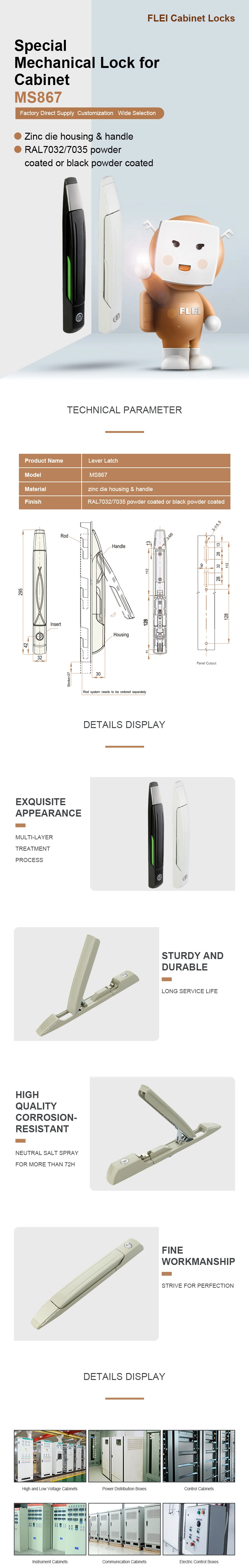 Rittal Cabinet System Lever Handle Lock - Secure & Durable