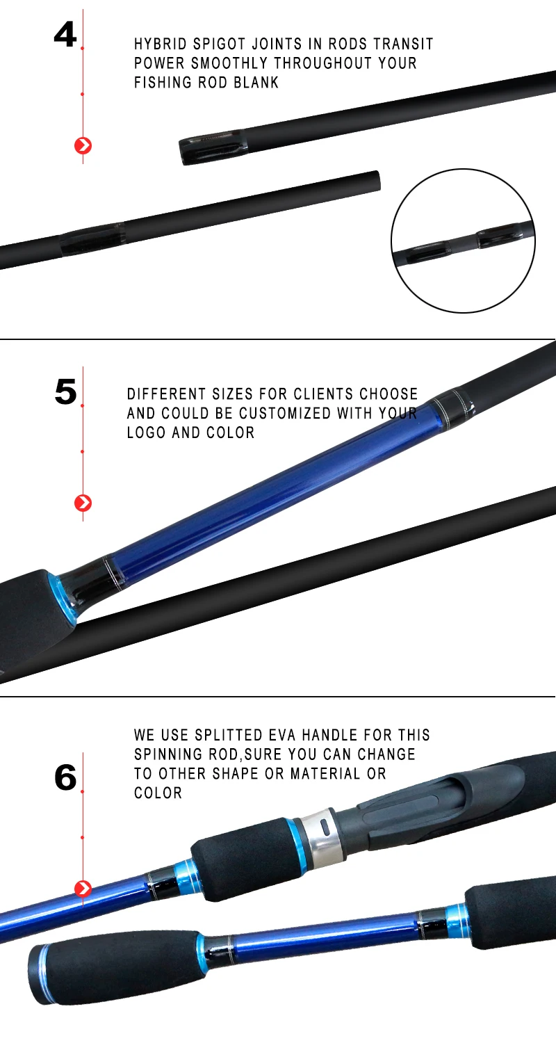 High Modulus Carbon 6'/7'/8' /9' 2pcs Ultralight Fast Action Spinning ...