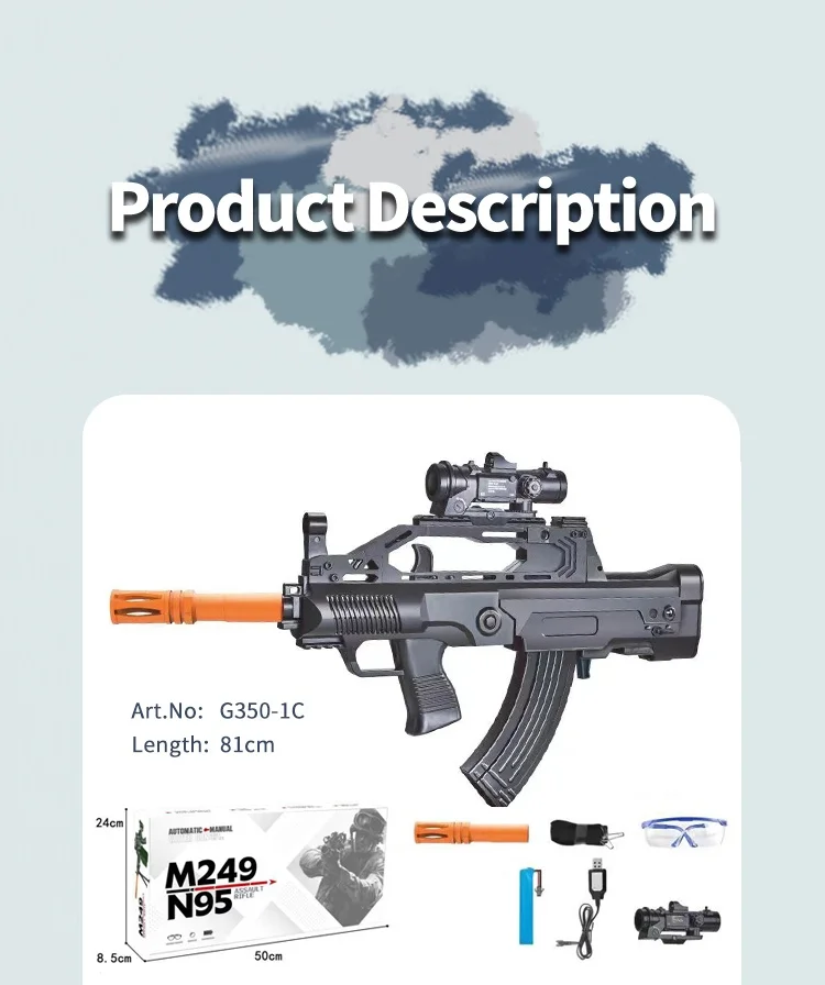 Splat Gel Ball Gun Blaster Pistol Electric Rifle Outdoor Toy N95 Bead ...