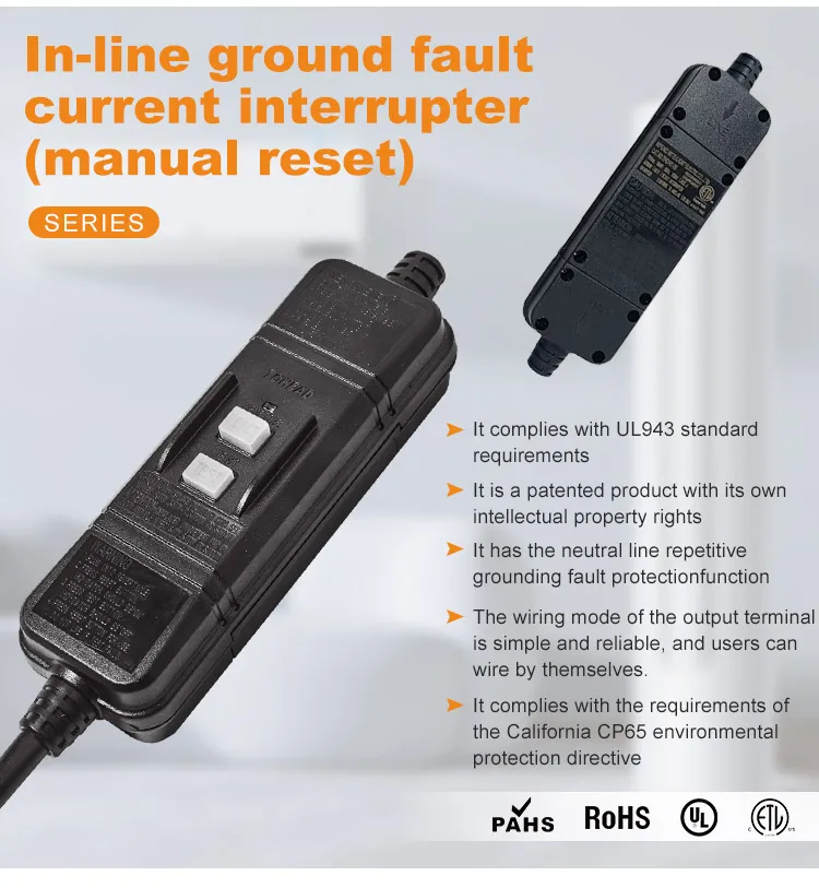 Manual Reset 15A Inline GFCI Circuit Breaker Sockets & Plugs Product ...