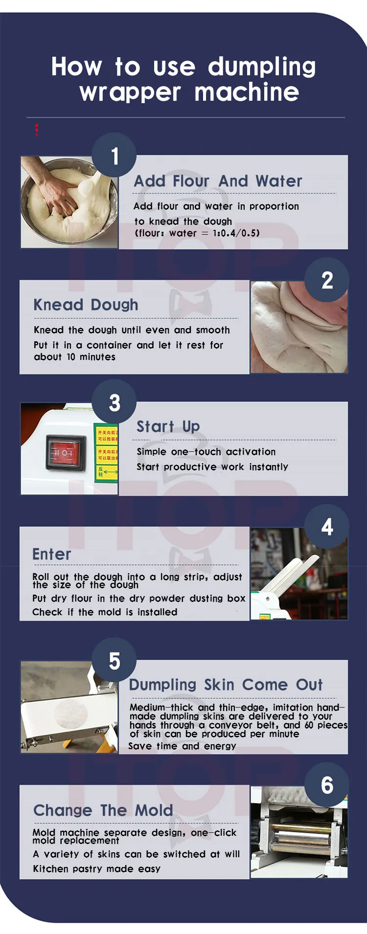 Dumpling Skin Wrapper Making Machine - 60pcs/min Efficiency