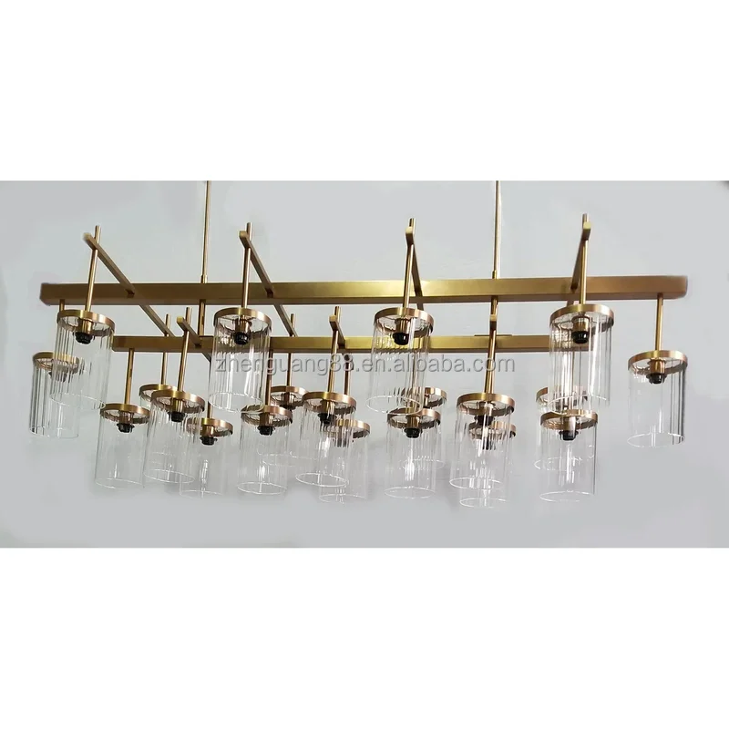 Minimalism Brass Rectangular Chandelier For Kitchen Island Within Clear ...